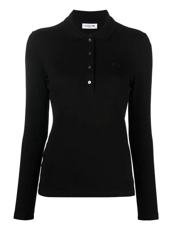 Lacoste Stretch-cotton Polo Top - Black