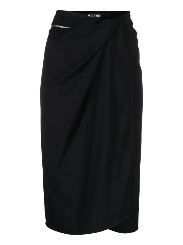 Jacquemus Bodri Gathered Midi Skirt - Black