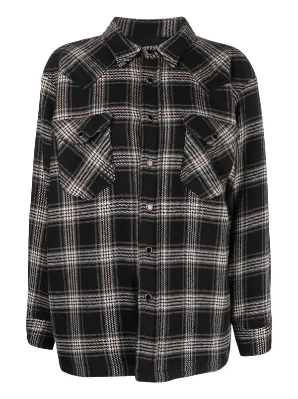 WASHINGTON DEE-CEE Check-pattern Beaded Shirt Jacket - Black