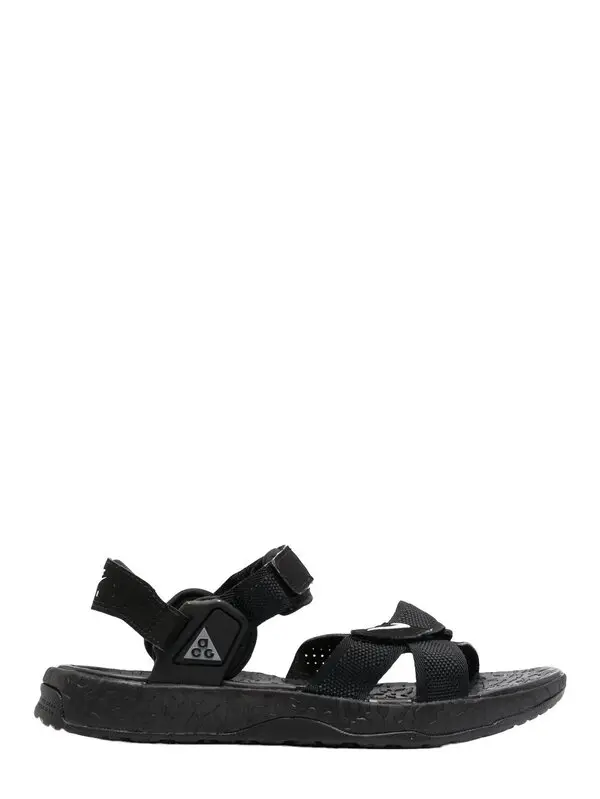 Nike Swoosh-logo Detail Sandals - Black
