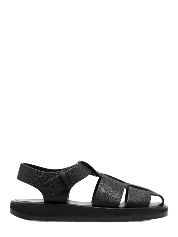 THE ROW Fisherman Leather Sandals - Black