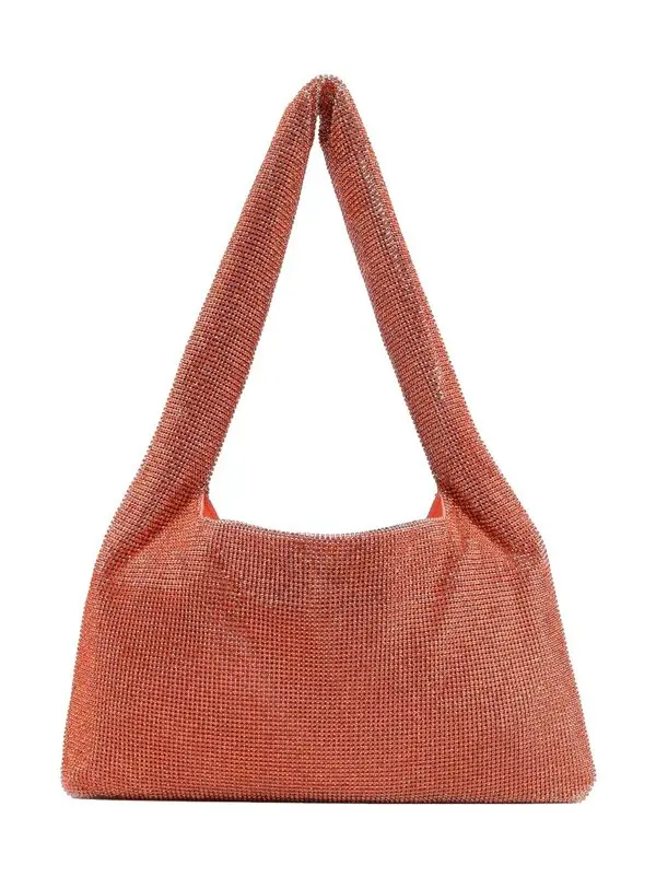 Kara Crystal Embellished Shoulder Bag - Orange