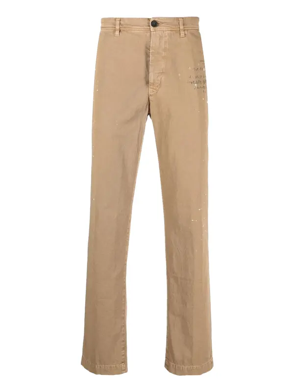 Incotex Text-print Straight-leg Trousers - Neutrals