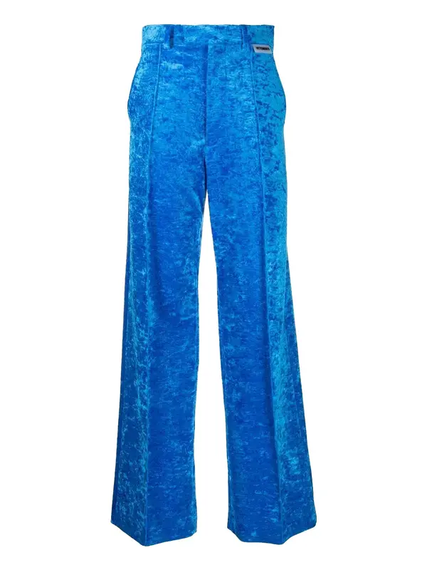 Vetements Velvet High-waisted Trousers - Blue