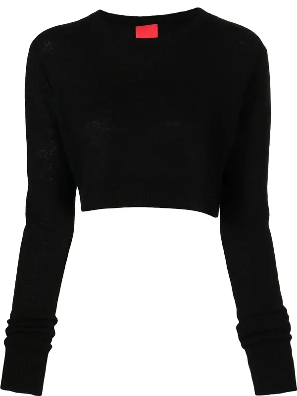 Cashmere In Love Como Cropped Jumper - Black