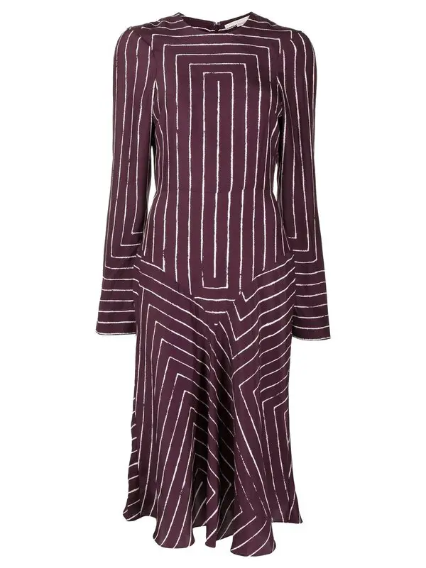 Stella McCartney Striped Silk Midi Dress - Red