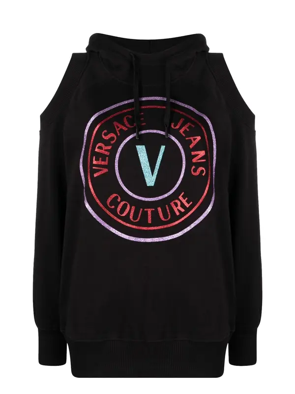Versace Logo-print Cotton Hoodie - Black
