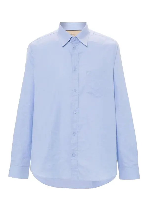 Gucci Double G-logo Cotton Shirt - Blue