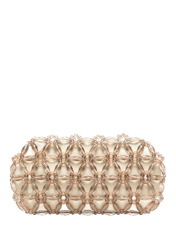 0711 TBILISI Faceted-bead Embellished Clutch - Brown