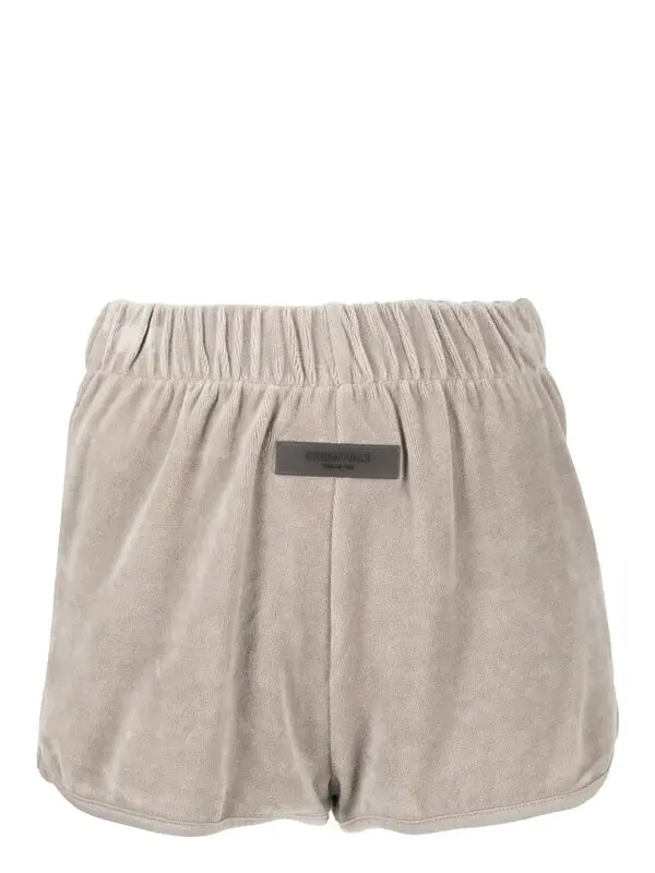 Fear Of God Logo-patch Velour Shorts - Grey