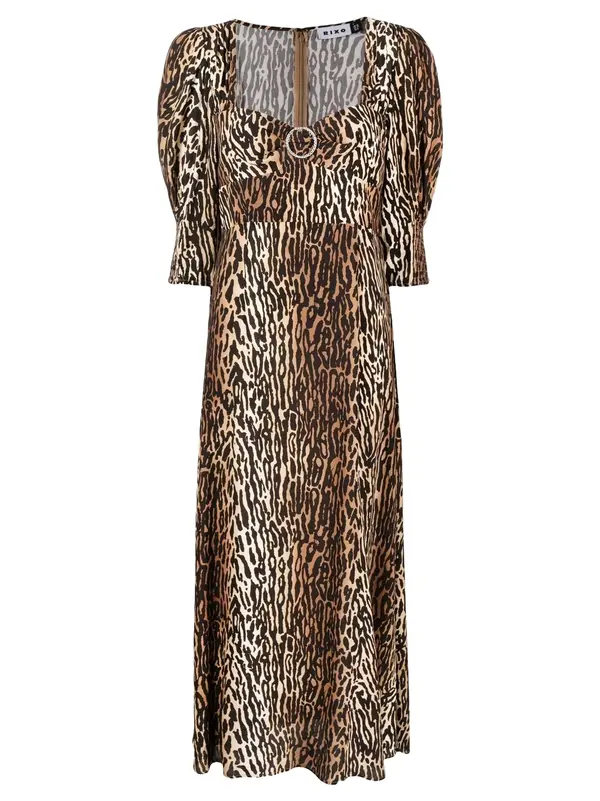 Rixo Leopard-print Midi Dress - Brown