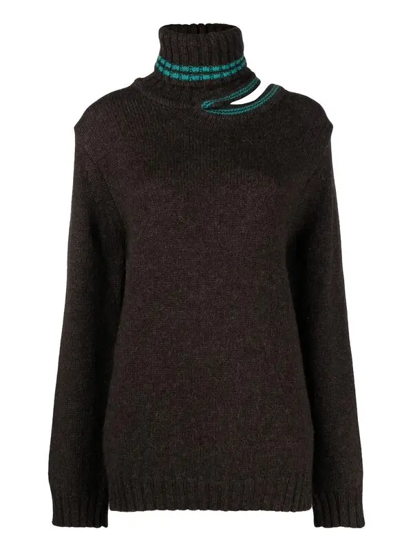 Y/project Double-neck Knitted Jumper - Brown