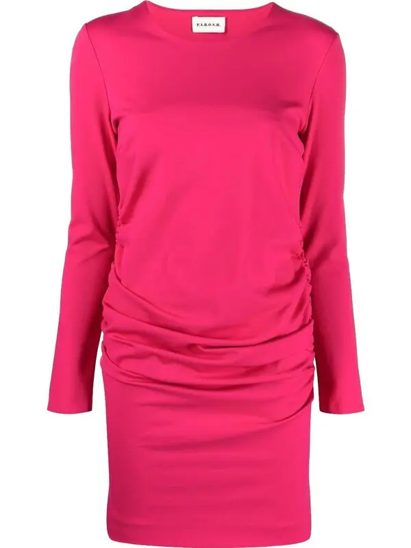 P.a.r.o.s.h Gathered-detail Long-sleeve Dress - Pink