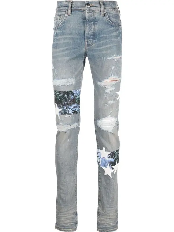 Amiri Star-patch Skinny Jeans - Blue