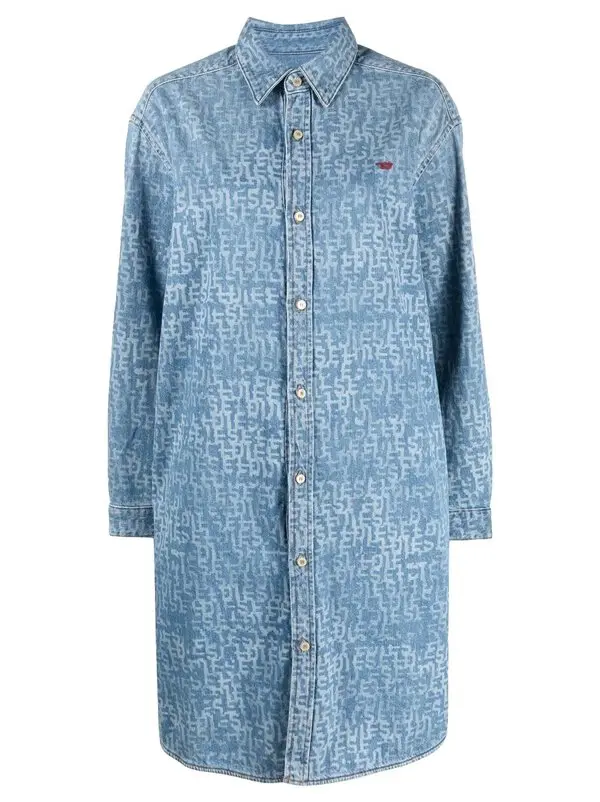 DIESEL® Logo Print Shirt Dress - Blue
