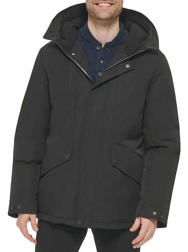 Cole Haan Full Zip Hooded Down Jacket - Black