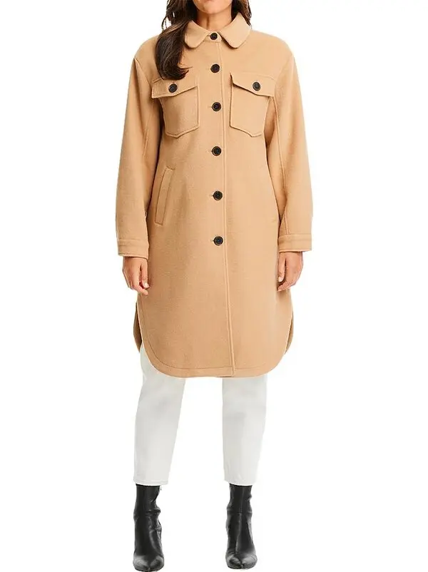 Sanctuary Sherpa Trim Long Coat - Camel
