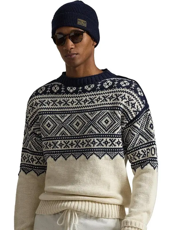 Ralph Lauren Snowflake Cotton-cashmere Sweater - Cream Combo