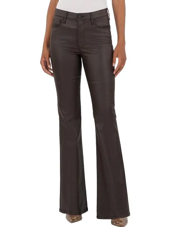 Kut From The Kloth Ana Fab Ab Coated Flare Jeans - Chocolate