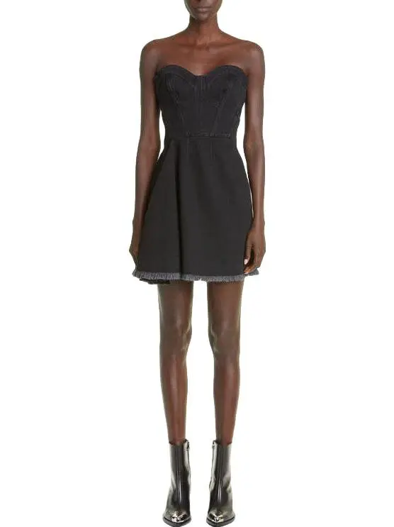 Alexander McQueen Sleeveless Denim Mini Dress - Black