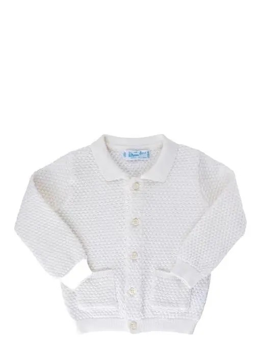 FELTMAN BROTHERS Popcorn Stitch Cotton Cardigan - Ivory