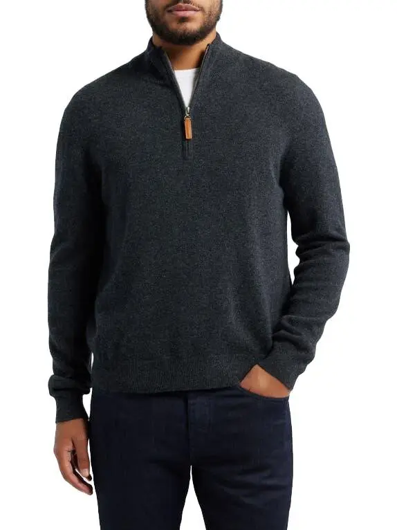 Lorenzo Uomo Wool And Cashmere Quarter Zip Pullover - Dark Grey