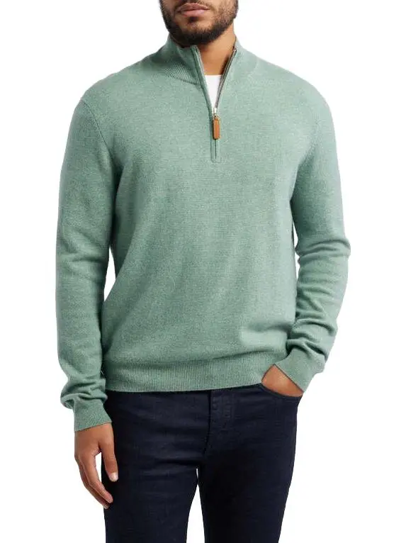 Lorenzo Uomo Wool And Cashmere Quarter Zip Pullover - Sage
