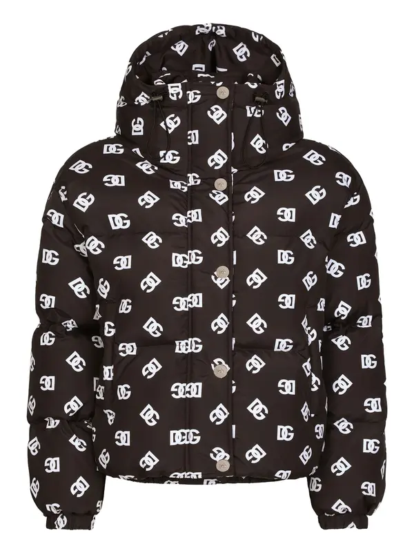 Dolce & Gabbana Dg-logo Hooded Puffer Jacket - Black