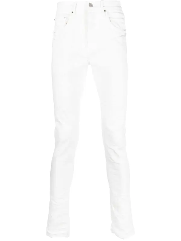 PURPLE BRAND Logo-patch Skinny Jeans - White
