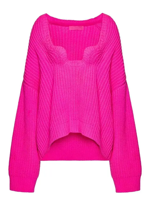 Valentino Garavani Couture Neckline Wool Jumper - Pink
