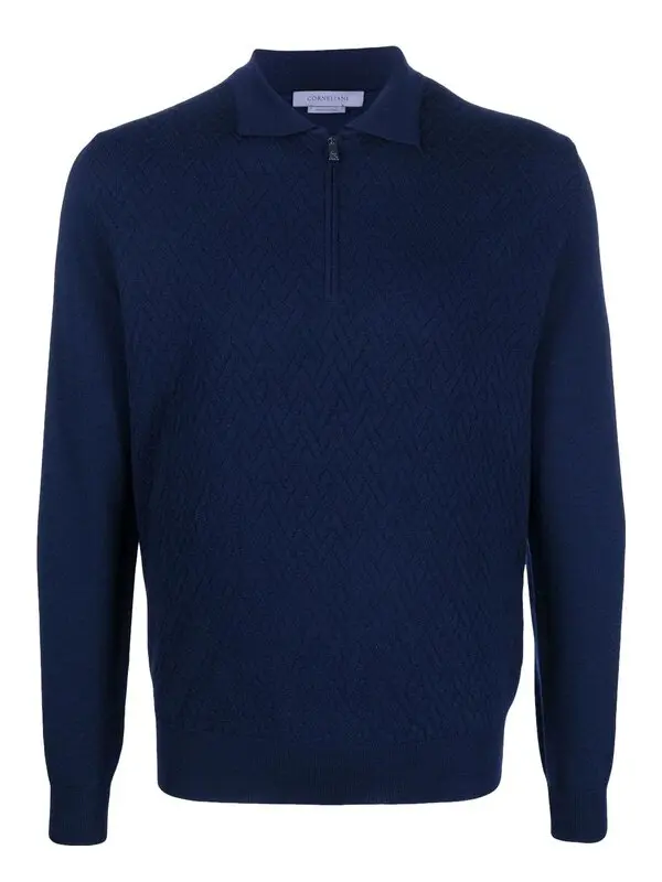 Corneliani Long-sleeve Polo Jumper - Blue