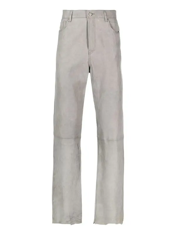 DIESEL® Straight-leg Leather Trousers - Grey