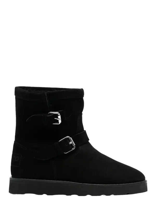 Kenzo Buckle-detail Suede Boots - Black