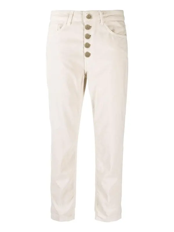 DONDUP Cropped Straight Leg Trousers - Neutrals