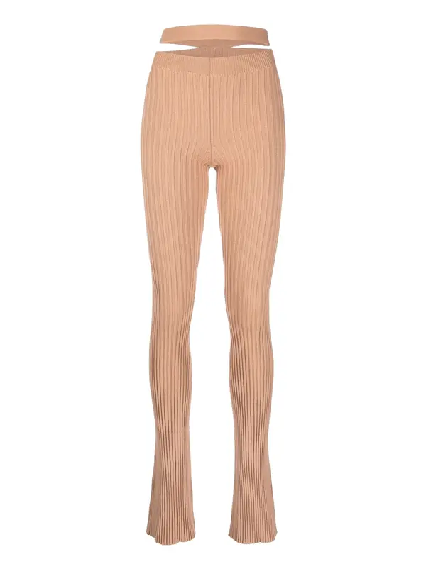ANDREĀDAMO Cut-out Detail Knit Leggings - Neutrals