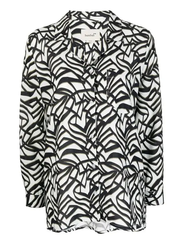 BAMBAH Geometric-print Pocket Shirt - Black