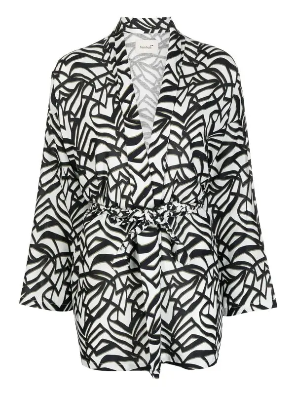 BAMBAH Geometric-print Wrap Blouse - Black