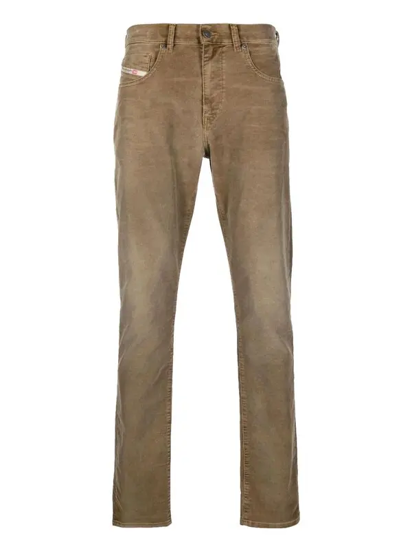 DIESEL® Tapered Bleach-wash Corduroy Jeans - Brown