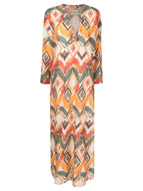 BAMBAH Argentina Geometric-print Maxi Dress - Orange