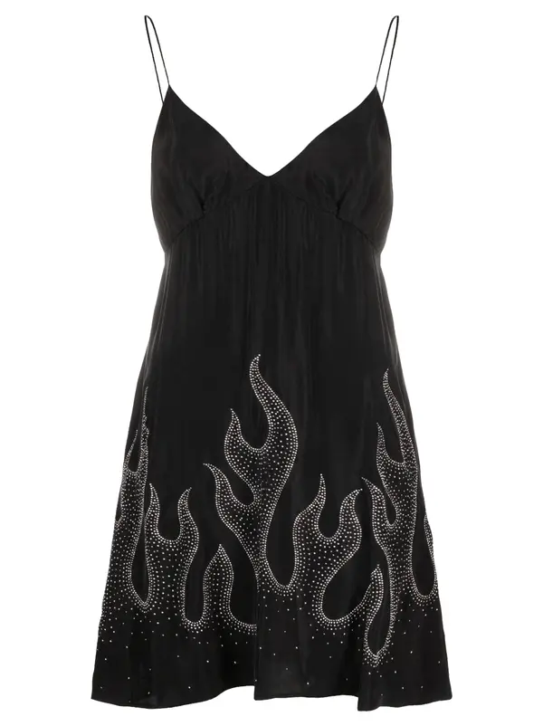 Palm Angels Flame-print Minidress - Black