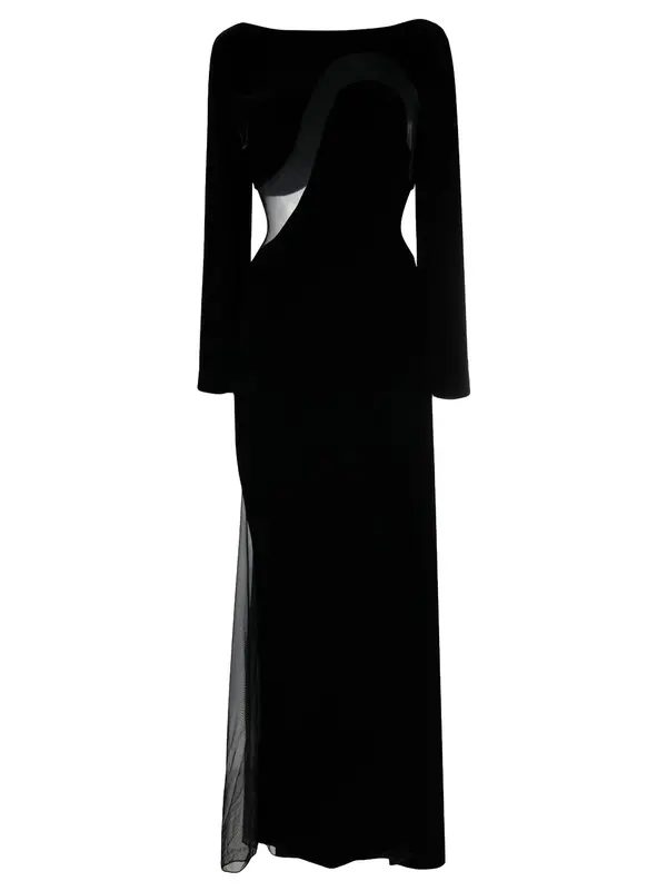 TOM FORD Mesh-panelled Velvet Gown - Black