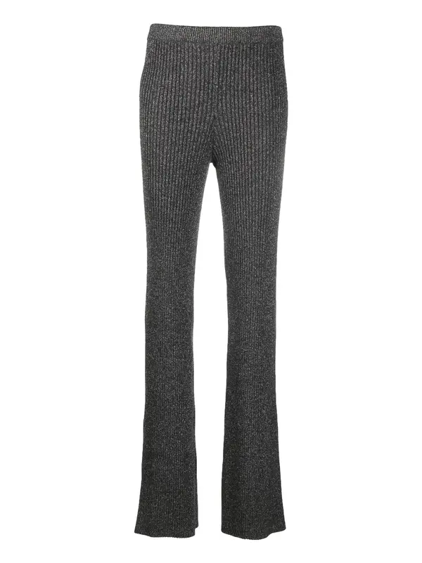 Alberta Ferretti Ribbed-knit Straight-leg Trousers - Grey