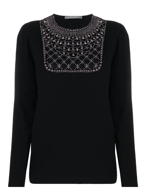 Alberta Ferretti Embellished Collar Jumper - Black
