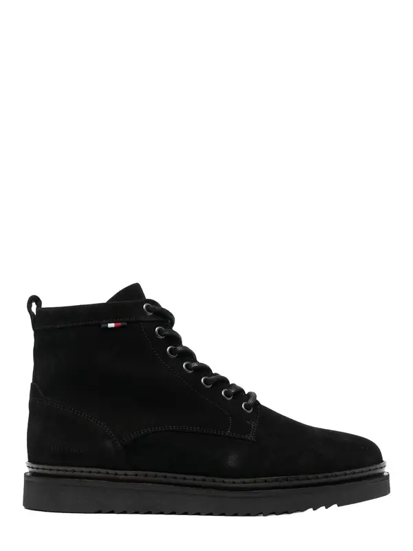 Tommy Hilfiger Cleated Suede Boots - Black