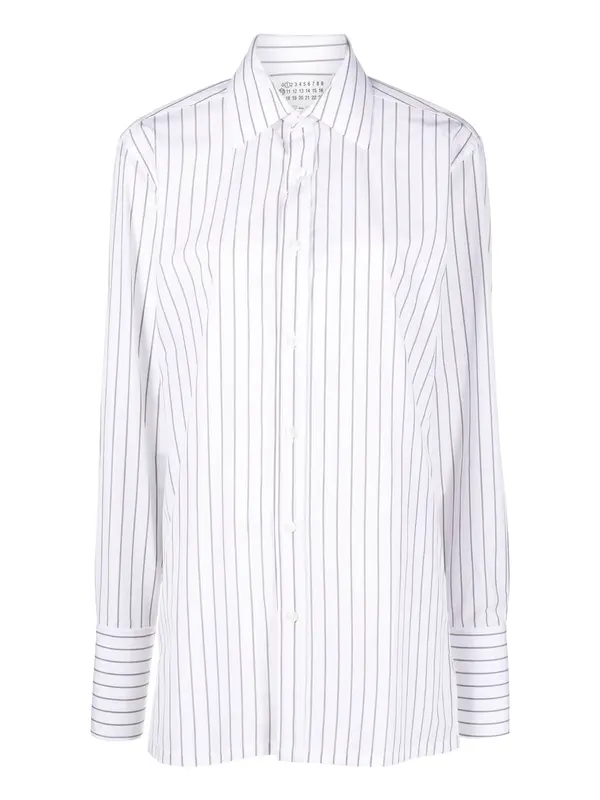 MAISON MARGIELA Long-sleeve Pinstripe Pattern Shirt - White