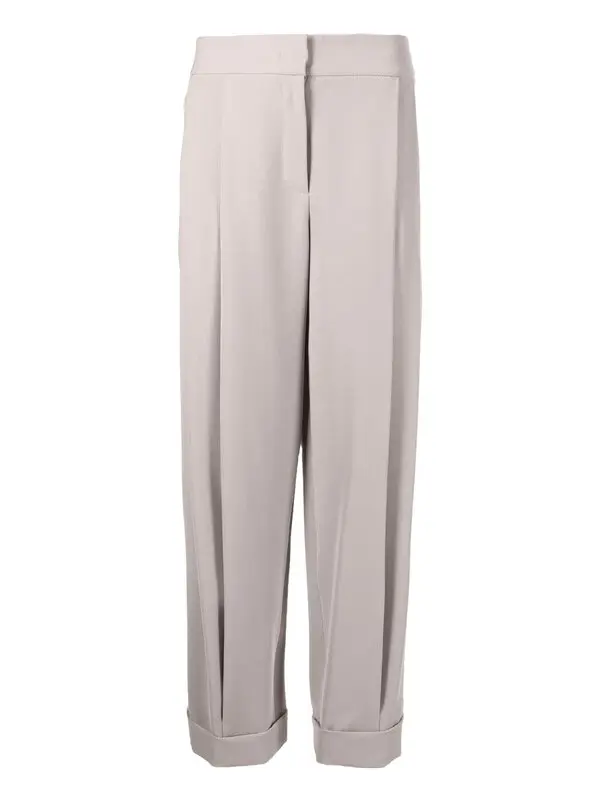 Emporio Armani Pleated Straight Trousers - Neutrals