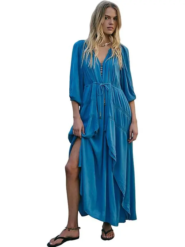 Free People Plenty Of Love Maxi Dress - Copenhagen Blue