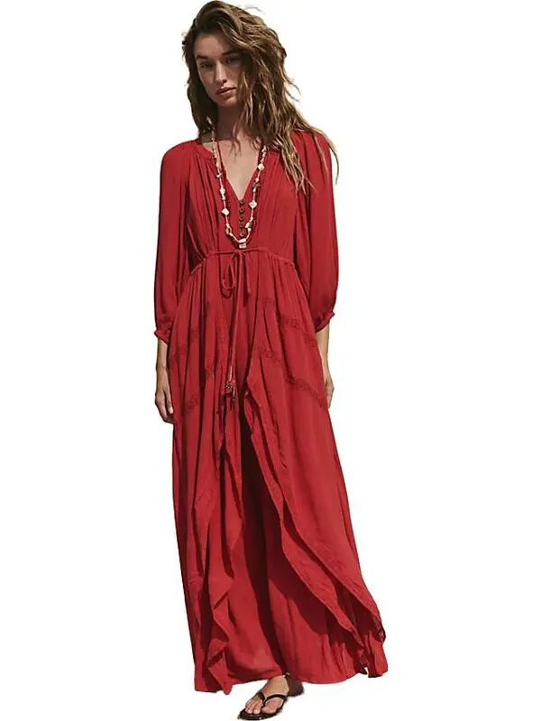 Free People Plenty Of Love Maxi Dress - Silk Red