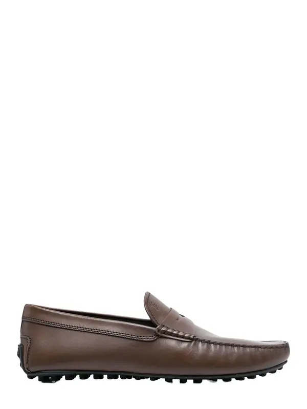 TOD'S Embossed-logo Loafers - Brown