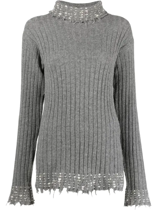 Marni Raw-cut Edge Knitted Jumper - Grey